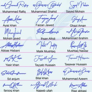 Handwritten 21 Name Signature pad - Likhari Signature